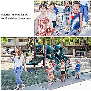Children's Safety Walking Rope for Preschool Child Daycare Kids Outdoor Toddlers Walking Rope - 6 Colorful Waist Belt Rope 1"Wx146''L (6 Loops) (Black)