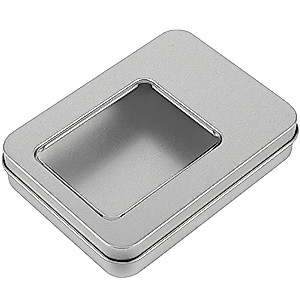 FUNSUEI Rectangular Metal Tins Cans, 24 Pack 4.5 x 3.5 x 0.8 Inches Empty Metal Tin Containers Cans with Clear Window Lids, Metal Tins Jars for Candles, Candies, Gifts, Balms, Small Crafts