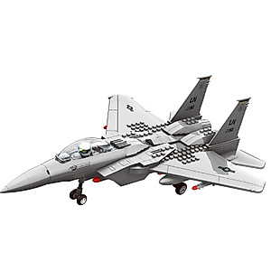 OQMI Military Airplane Toy F-15 Eagle Jet Fighter Building Block Sets, Birthday Gift for 6-10 Year Boy and Girl Building Block Lovers (262 Pieces)
