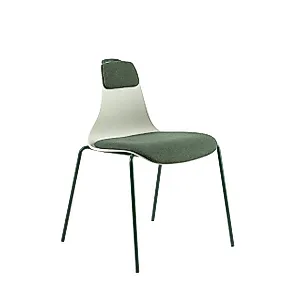 HESIEU Dining Chair Set of 2, Leisure Chair with Color-Blocking Cushions, Tilted 15°, Iron Legs with Silent Cushions, Double Back Support, Suitable for Dining Rooms, bedrooms and Living Rooms (Green)