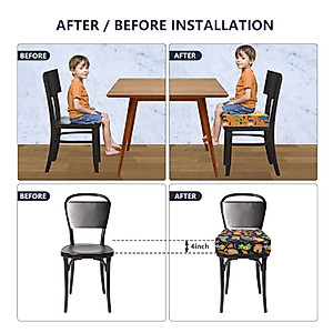 Toddler Booster Seat for Dining Table,4 Inches Washable Double Safer Straps Non-Slip Bottom Booster Seat for Kids, Portable Travel High Density Sponge Detachable Increasing Cushion for Child