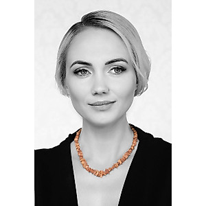 AMBERAGE Natural Baltic Amber Necklace for Women - Hand Made from Raw/Certified Baltic Amber Beads(2 sizes) (17.7)