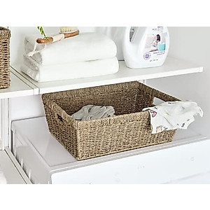 StorageWorks Wicker Baskets, Seagrass Baskets for Organizing, Seagrass Storage Baskets with Built-in Handles, Large, 2 Pack