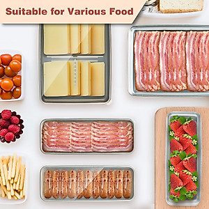 Zarevant Pack of 2 Bacon Container for Refrigerator, 304 Stainless Steel Airtight Deli Meat Storage Bacon Keeper, Long Storage Container for Fridge, Dishwasher Safe, with Lids