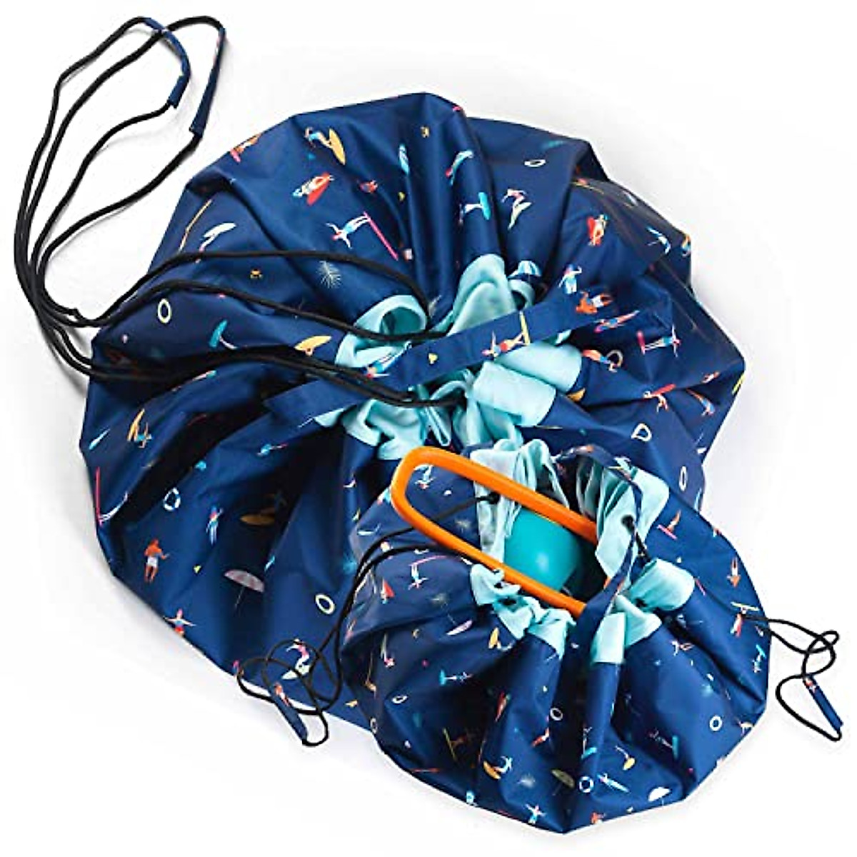 Play & Go Waterproof Drawstring Play Mat Storage Bag for Children - Kids Toy Storage Organizer - Drawstring Toy Bag - Large 55" Play Mat for Toddlers Toys and Bag for Storage - Surf