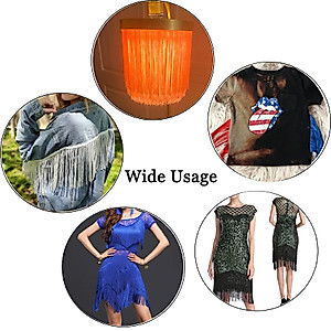 Dortrue 10 Yards of 8" Brown Fringe Trim Tassel Sewing Trim for Clothes Accessories Latin Wedding Dress DIY Lamp Shade Decoration