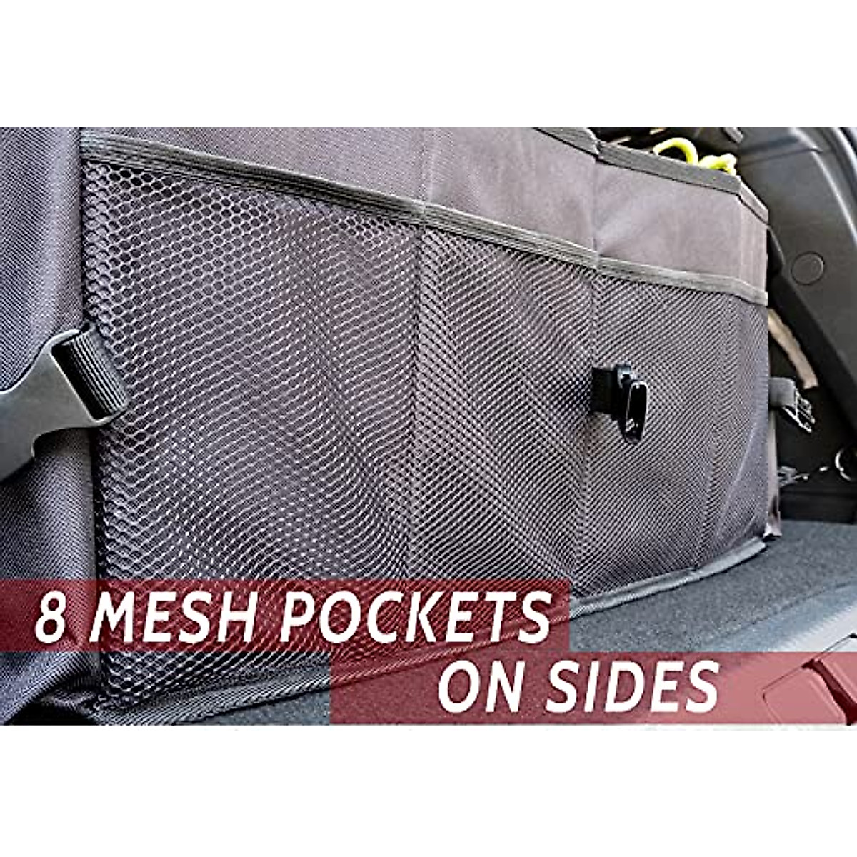 Magnelex Car Trunk Organizer - Large Collapsible Multi Compartment Car Storage Organizer for Sedan, SUV, Truck. 12 Pockets and Heavy Duty Adjustable Straps. Car Accessories for Women and Men