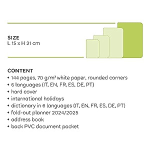 Legami - Spiral Large Weekly Planner, 12 Months, from January 2024 to December 2024, Folding Planner 2024/2025, Elastic Closure, Final Pocket, Address Book, 15 x 21 cm, Flowers Theme