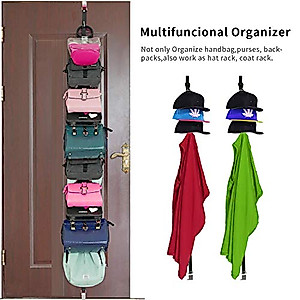 OVOY Bag-Organizer-Rack-Holder Purse Hanger for Door - 20 Hooks for Handbags for Closet and Door 2Pcs-Fit Door Thickness 1.3-1.5" (Black, 2PCS(Fit Door Thickness 1.3-1.5"))