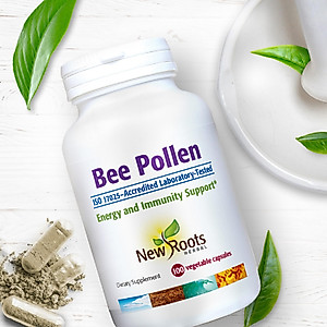 NEW ROOTS HERBAL Bee Pollen 1000mg (100 Count) | All Natural Bee Pollen Capsule Supplement | Rich in Minerals, Vitamins & Essential Amino Acids for Antioxidant Support and Bee Vitality | Non-GMO