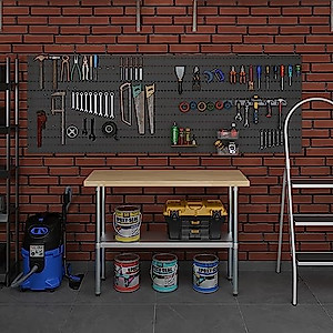 AmGood 18" x 48" Maple Wood Top Work Table with Adjustable Undershelf