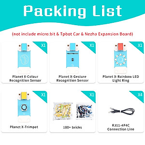 ELECFREAKS Interactive Coding Accessories Pack microbit Building Bricks for TPbot Car and Nezha Inventor’s Kit, STEM Educational Planet X Series Sensors Kit (Without Micro:bit & TPbot & Nezha)