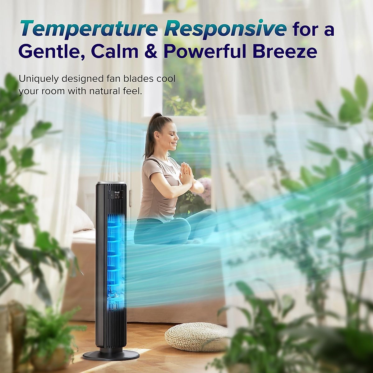LEVOIT Classic 36 inch Tower Fan for Bedroom, 25ft/s Airflow Standing Fan that Blows Cold Air for Home, 90° Oscillation, Quiet 28dB, Remote, 12H Timer, 5 Speeds, 4 Modes with Smart Sensor, Black