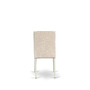 East West Furniture ABP2T02 Parson Dining Room Light Beige Linen Fabric Upholstered Chairs, Set of 2