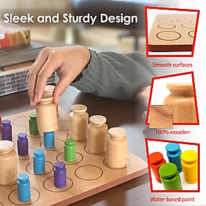 ROO Games Kloak - Wooden Strategy Board Game for Kids and Adults - for Ages 8-9-10-11+ - Kloak and Unkloak to Get Three in A Row - Premium Wooden Game