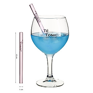 Te Tonic 6 colored reusable glass drinking straws - Environmentally friendly straws - cleaning brush included