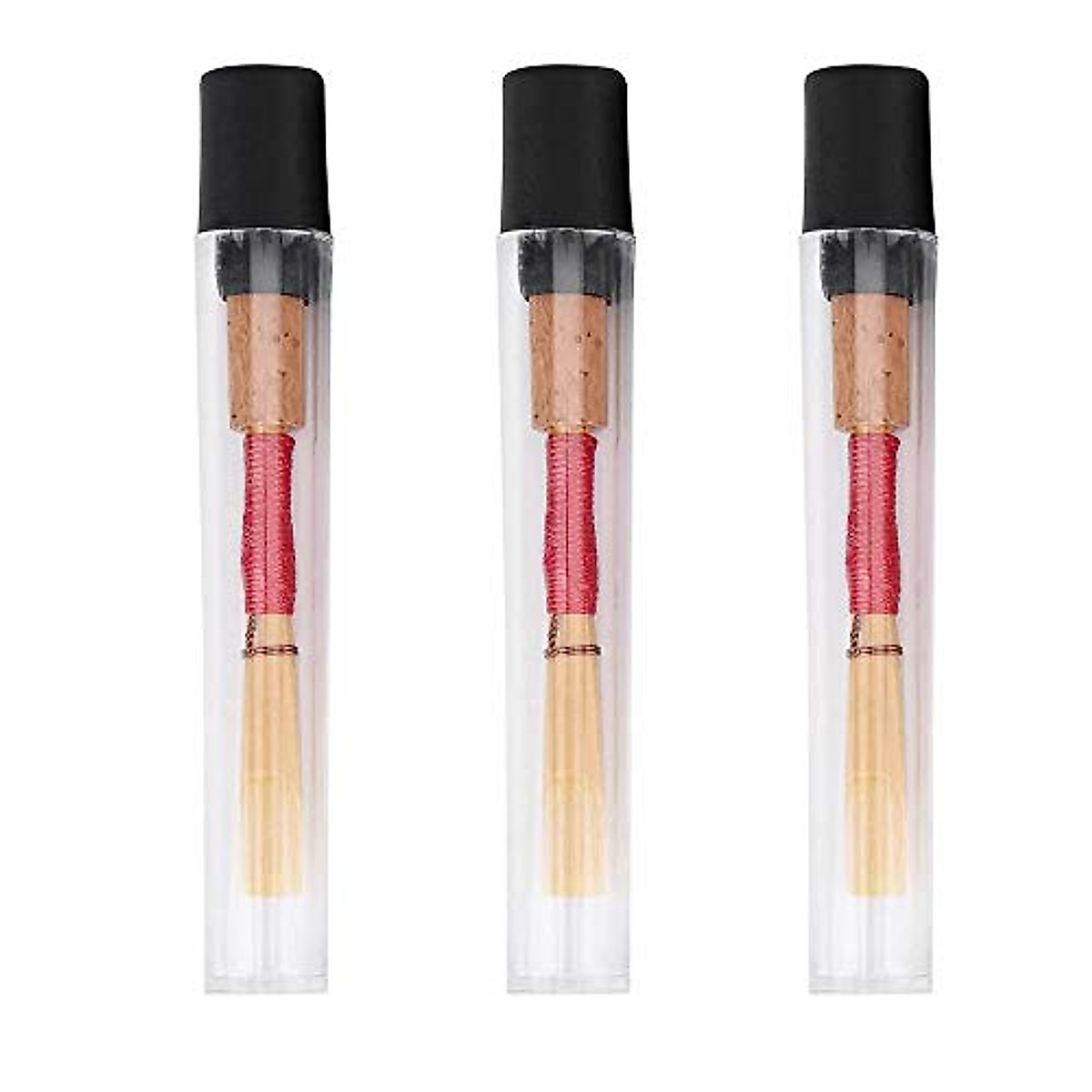 Jiayouy 3Pcs Oboe Reeds Medium Soft Oboe Reed with Plastic Storage Case/Tube Woodwind Instrument Accessories Red