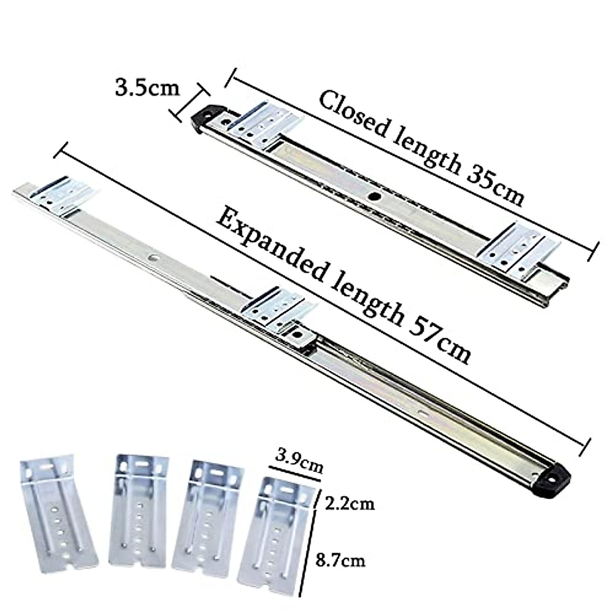 Side Mount Drawer Slides, Ball Bearing Slides, 1 Pair Heavy Duty Runners, Keyboard Tray Guides 35cm, Telescopic Guide Rail, for Desks and Computer Tables (size : Black, Size : 350mm/14inch) (Black 350