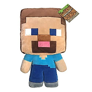 Jay Franco Mojang Minecraft Steve Plush Pillow Buddy - Super Soft Polyester Microfiber, 16 inch (Official Product)
