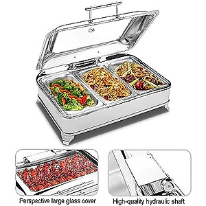 Chafing Dishes Chafing Dish Buffet Set, Food Warmers Server Warming Tray Round Rectangular Chafers, Stainless Steel Square Chafer, Round Food Warmer Chafing For Catering Warmer Chafer Set, Energy Effi