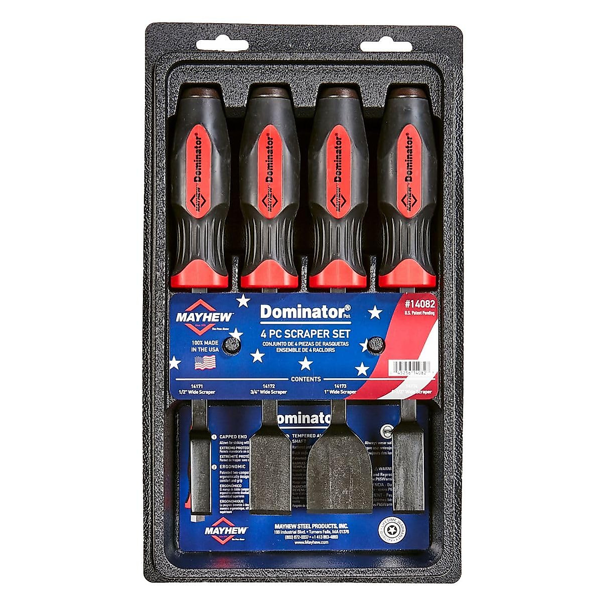 Mayhew 14082 Dominator Straight Scrapers, 4Piece Set