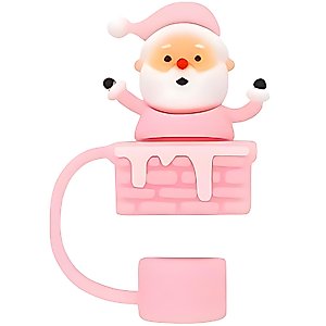 Christmas Straw Cover Cap for Stanley Cup - Reusable Silicone Topper for 30 & 40 Oz Tumblers, 10mm Straw Tip Lids, Dust-Proof Accessory for Holiday Gifts and Party Decor