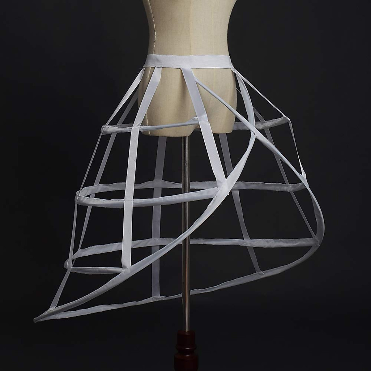 Pannier Petticoat Women Victorian Bustle Cages Hoop Skirt Cage Skirt for Women (Victorian White 4 Hoops)