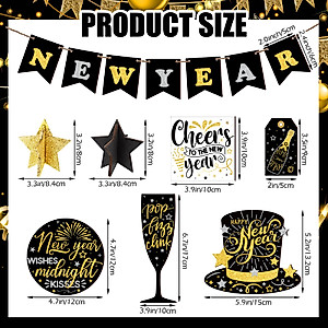 Umigy 14 Pcs Happy New Year Tiered Tray Decor 2025 Christmas Winter Table Decorations Star Formal Hat Wooden Signs New Year Rustic Decor Xmas Table Centerpieces for Home Kitchen Holiday