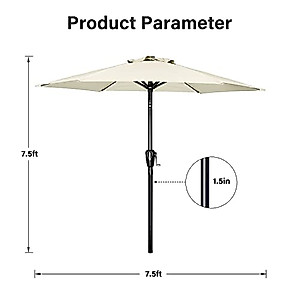 Simple Deluxe 2 Pack 9' Patio Outdoor Table Market Yard Umbrella with Push Button Tilt/Crank, 8 Sturdy Ribs for Garden, Deck, Backyard, Pool, Beige 2Pack