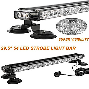 ASPL 29.5" 54 LED Strobe Light Bar Double Side Flashing High Intensity Emergency Warning Flash Strobe Light with Magnetic Base for Safety Construction Vehicles Tow Trucks Pickup (Green/White)