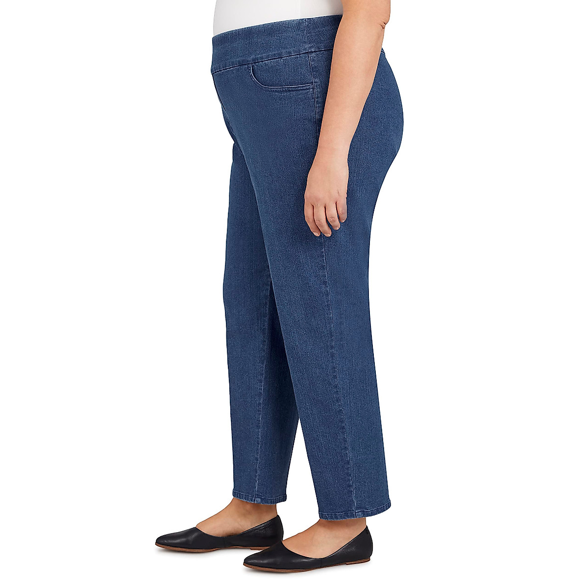 Alfred Dunner Womens Plus-Size Super Stretch Mid-Rise Average Length Pant, Medium Denim, 18W