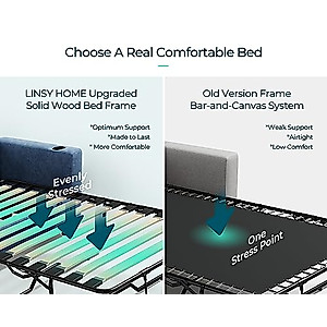 LINSY HOME Pull Out Sofa Bed, Queen Sleeper Sofa Couch with Memory Foam Mattress and Solid Wood Bed Frame, Covers Removable and Washable, Pullout Couch for Home Office, Blue, Queen Size