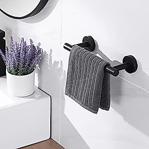 KES 6.7 Inches Matte Black Hand Towel Bar Bathroom Towel Holder Kitchen Dish Cloths Hanger SUS304 Stainless Steel RUSTPROOF Wall Mount, Total Length 9.1 Inch, A2000S23-BK