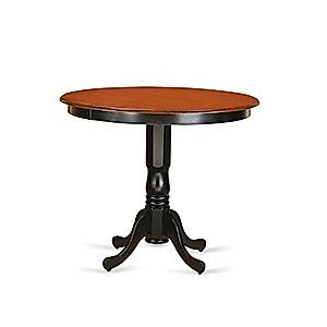 East West Furniture TRT-BLK-TP Trenton Counter Height Table - a Round Dining Table Top with Pedestal Base, 42x42 Inch, Black & Cherry
