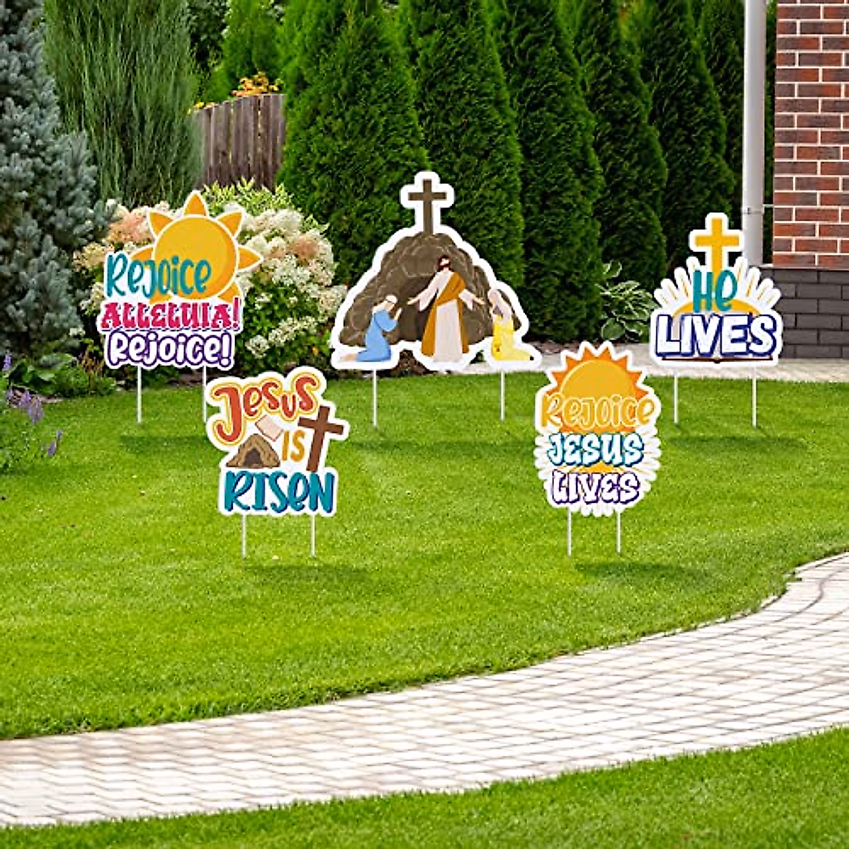 Spiareal 5 Pcs Day of the Dead Yard Signs Dia De Los Muertos Outdoor Lawn Decorations Day of the Dead Decor Sugar Skull Yard Signs with Stakes for Halloween Mexican Fiesta Lawn Decorations