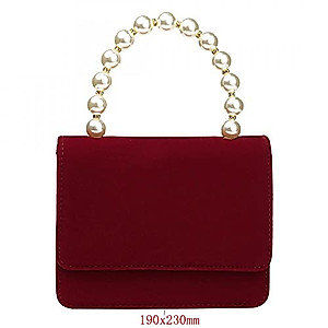 Evening Purses and Clutches Velvet Crossbody Handbag Shoulder Bag Evening Handbags with Pearl Top Handle (Black)
