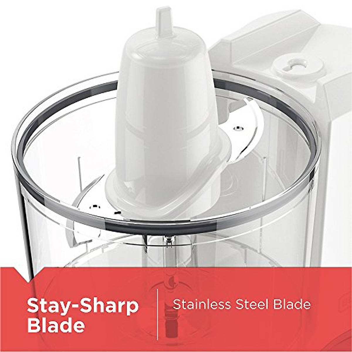 Black+Decker One-Touch HC150W 1.5-Cup Electric Food Chopper, White