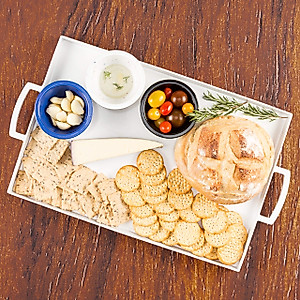 Zak Designs, White Large Rectangle Meeme Melamine Serving Tray, Easy to Hold with Modular Design, Perfect Kitchen Dinnerware for Indoor/Outdoor Activities