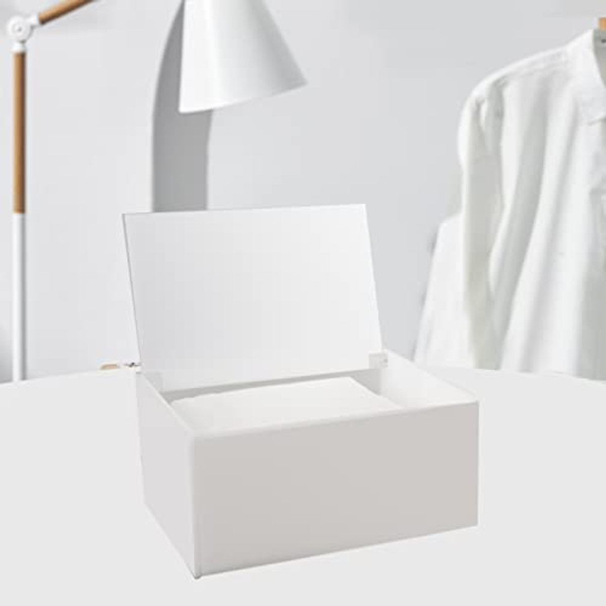 Watpot Acrylic Laundry Dryer Sheet Holder, Clear Dryer Sheets Container with Lid for Laundry Room, White