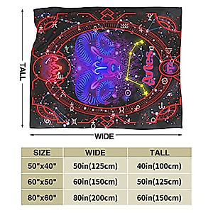 Cartoon Aries Blanket Constellations Throw Blankets Soft Horoscope Astrology Flannel Throw Blanket Zodiac Sign 50"X40"