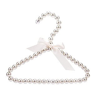 Eyomii 2 Pcs Pearl Bow Clothes Clothing Hangers Cute Small Pearl Hanger Pet Clothes Hanger Pearl Beads Clothes Hangers for Hanging Small Dog Cat Dolls Baby Clothing.