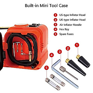 E-HEELP Electric Car Jack 5Ton 12V Kit Car Jack Hydraulic (Lifting Range: 6.1~17.7 inch) with Inflator Electric Jack for Car SUV Sedan MPV Change Tires Garage Repair Emergency Kit