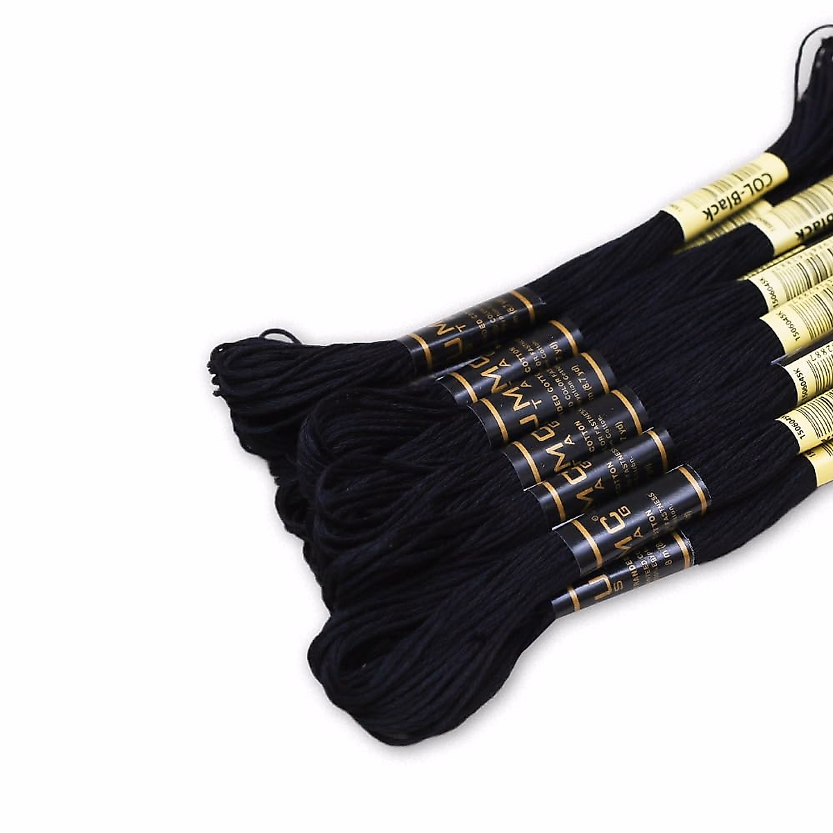 UMC STAG Pack of 12 Black Premium Embroidery Thread | 100% Egyptian Cotton Premium Skeins | Cross Stitch Embroidery Floss | Oeko TEX Certified Stranded Cotton | Ideal for Arts & Crafts (Black-12)