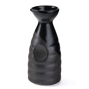 Happy Sales HSSS-BKONBK, Perfect 5 pc Japanese Design Ceramic Sake set, Black on Black