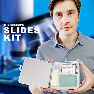 HKJWYES Depression Concave Microscope Slides Kit, 50 Pcs Pre-Cleaned Microscope Slides and 100 Pcs Square Coverslips Cover Glass for Monocular Binocular Trinocular Microscopes (Single Concave Slides)