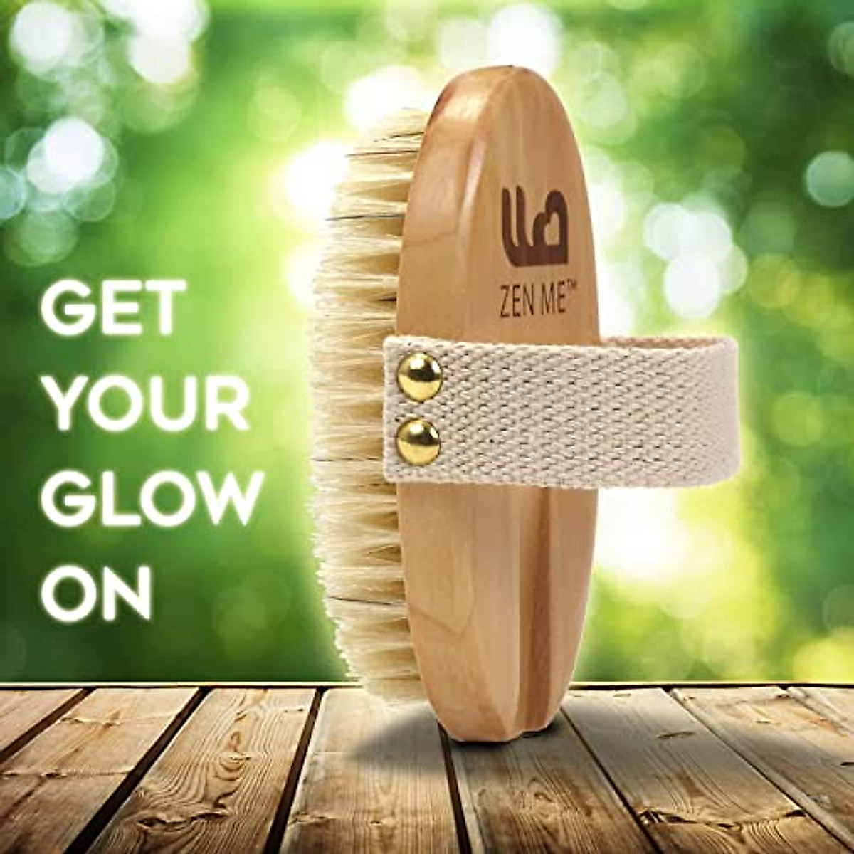 Zen Me Premium Boar Bristle Brush, Exfoliating Brush with Medium Firm Natural Bristles for Cellulite and Lymphatic, Body Scrub Brush with Detox eBook Gift