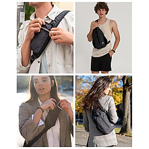 WATERFLY Crossbody Sling Backpack Sling Bag Travel Hiking Chest Bag Daypack (Black)