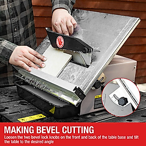 Goldblatt 7-inch Wet Tile Saw Ceramic Cutting Tabletop Saw with Water Storage, 0-45 Degrees Miter Angle for DIY and Pros Cutting Needs
