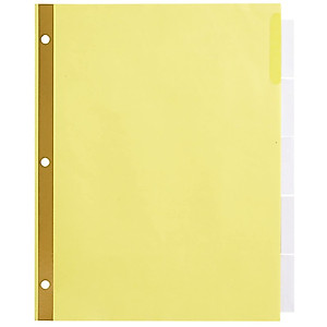 Office Depot Insertable Dividers with Big Tabs, Buff, Clear Tabs, 5-Tab, Pack of 4 Sets, 14775