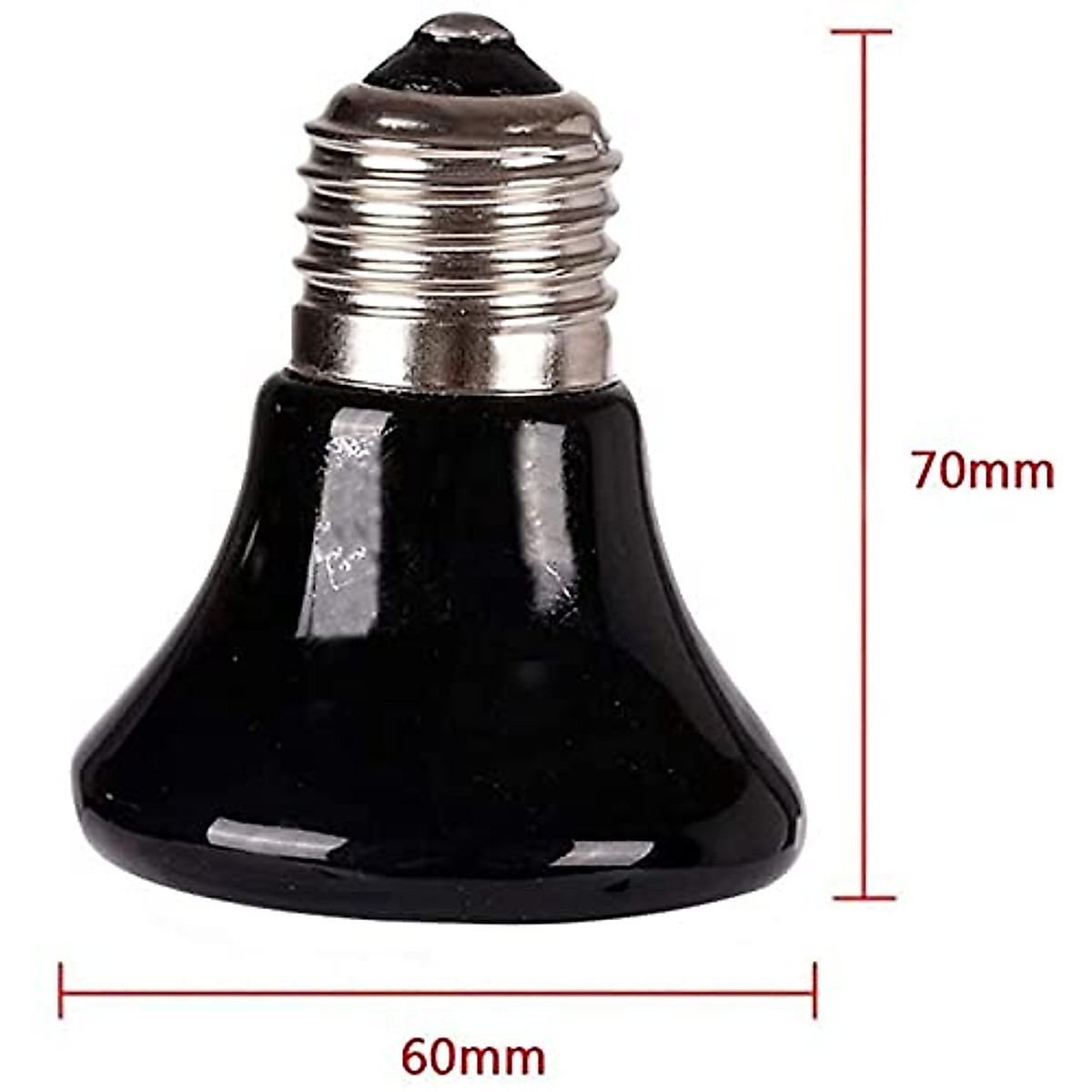 Lxcom Lighting 25 Watt Mini Reptile Heat Lamp Bulb 25W 60MM Pet Infrared Ceramic Heat Emitter for Brooder Coop, Lizard, Lambs, Snake, No Light, Black, 110V( 4 Pack)